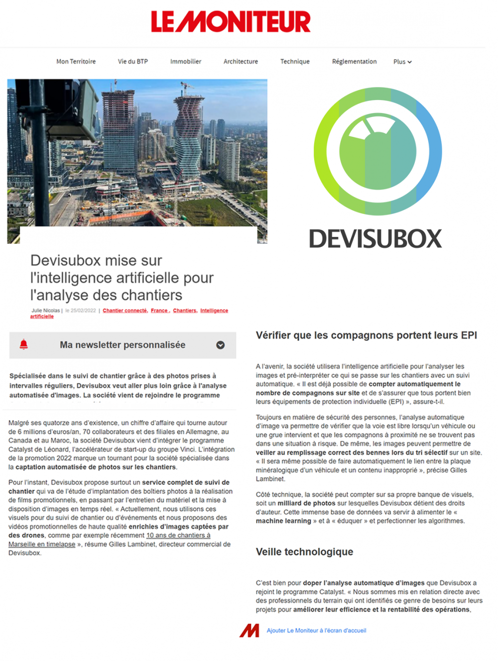 Devisubox dans le journal La Provence & la revue Le Moniteur - Devisubox